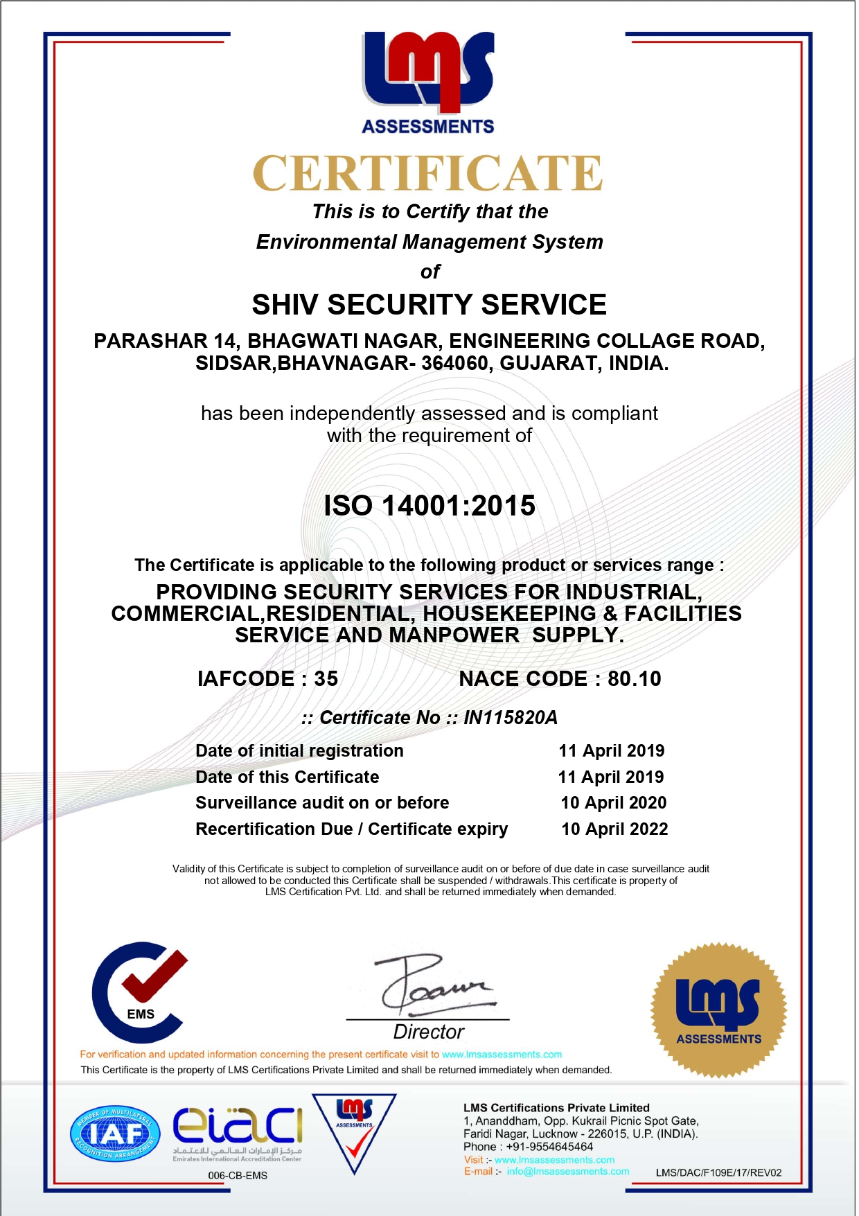 SHIV SECURITY SERVICE ISO 14001